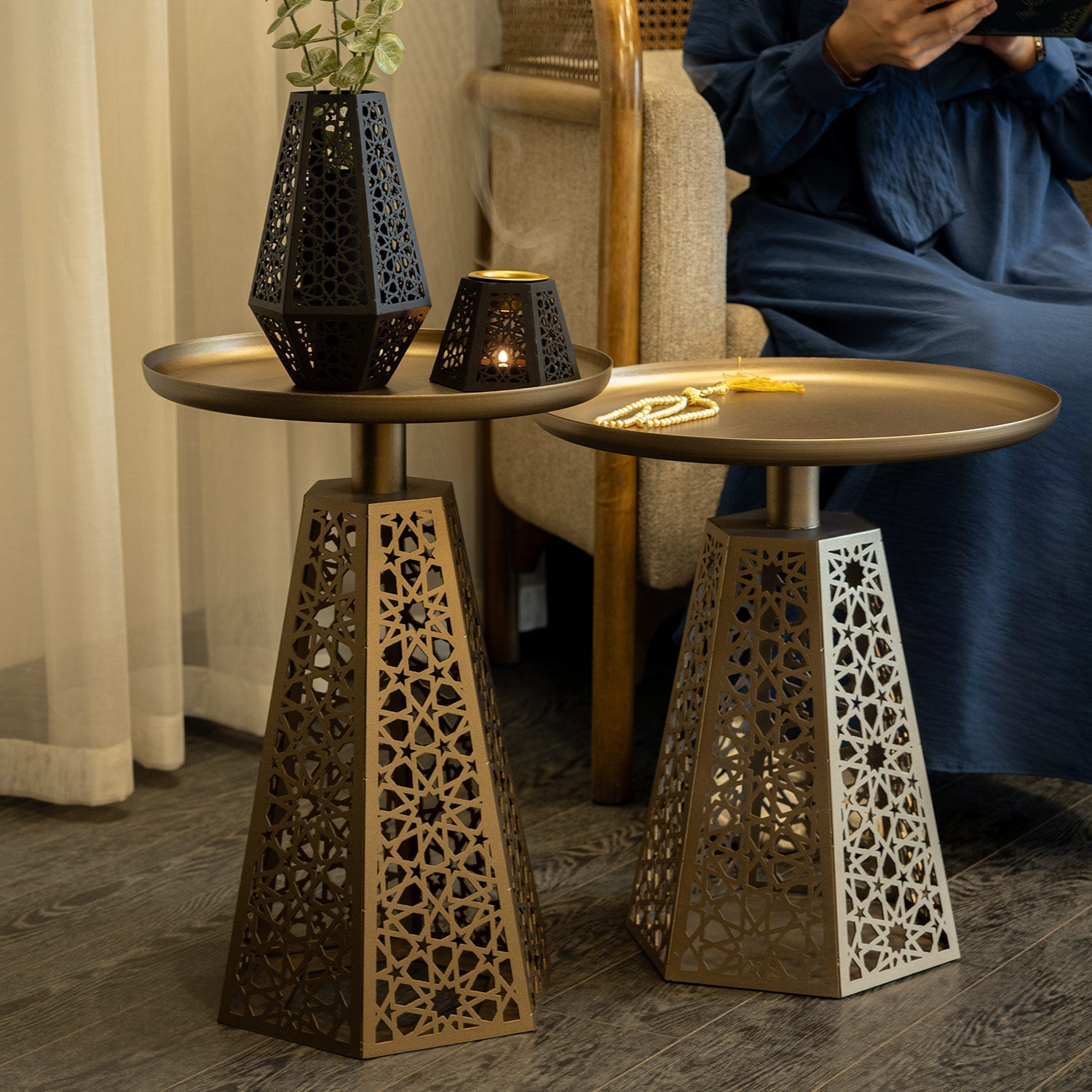 Berlian Metal Islamic Side Table Set of 2 - WAMZ005 – Wall Art Istanbul