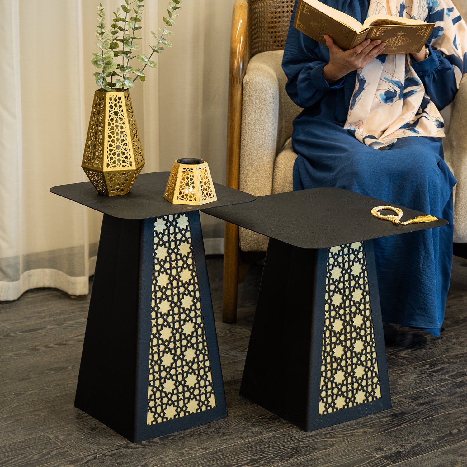 Zamrud Metal Islamic Side Table Set of 2 - WAMZ008 – Wall Art Istanbul